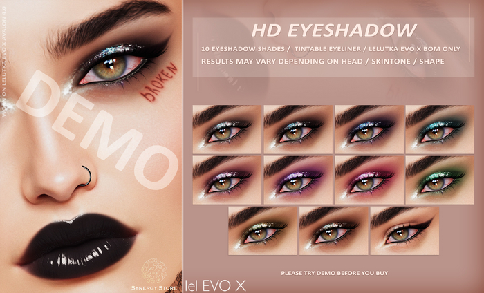 Second Life Marketplace - DEMO [SYN] Synergy BOM Eyeshadow Luton EVO X